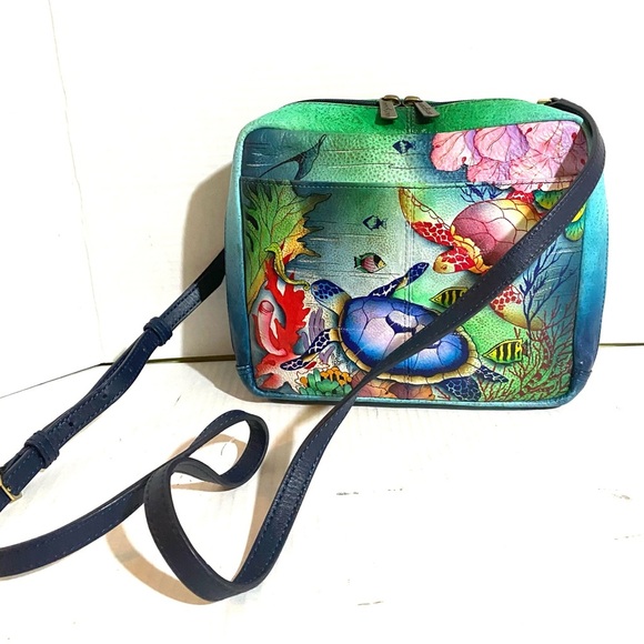 Anuschka | Bags | Anuschka Hand Painted Multicolor Leather Crossbody ...